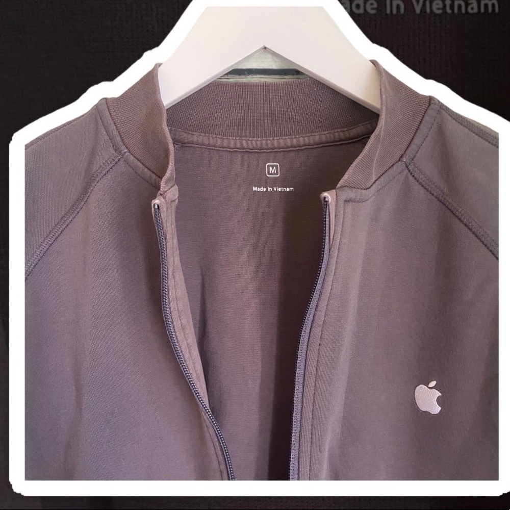 Apple Gray Employee Bomber Style Full Zip Jacket Sz M - Gem